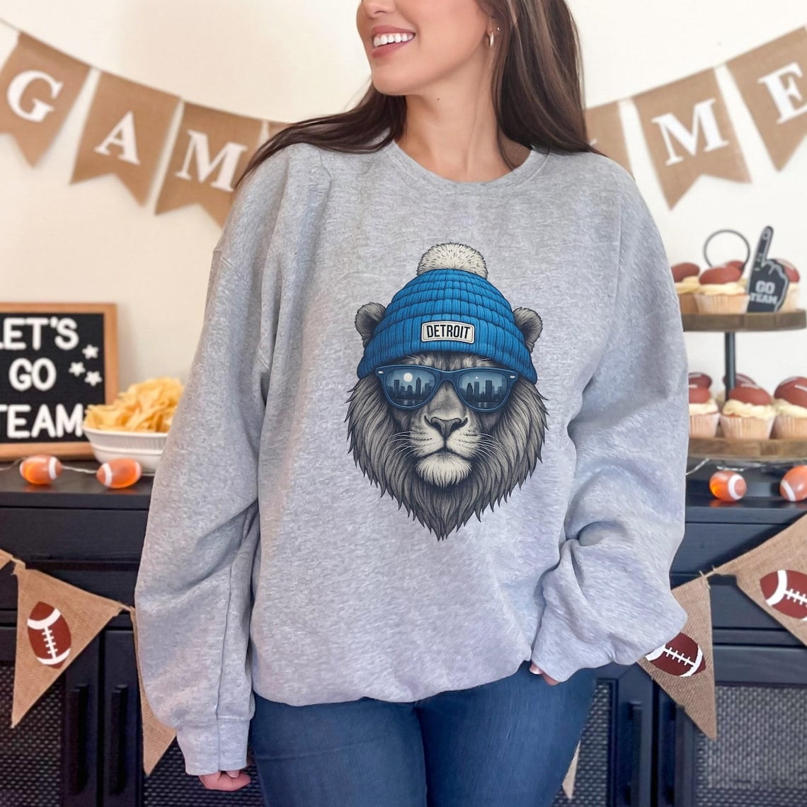 Detroit Football Sweatshirt, Lion Football Sweatshirt, Detroit Crewneck ...