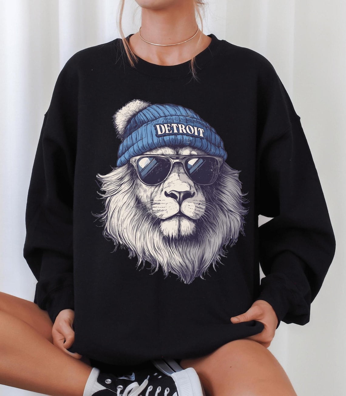 Detroit Football Sweatshirt Or Hoodie | Cool Retro Beanie Cat Tee ...