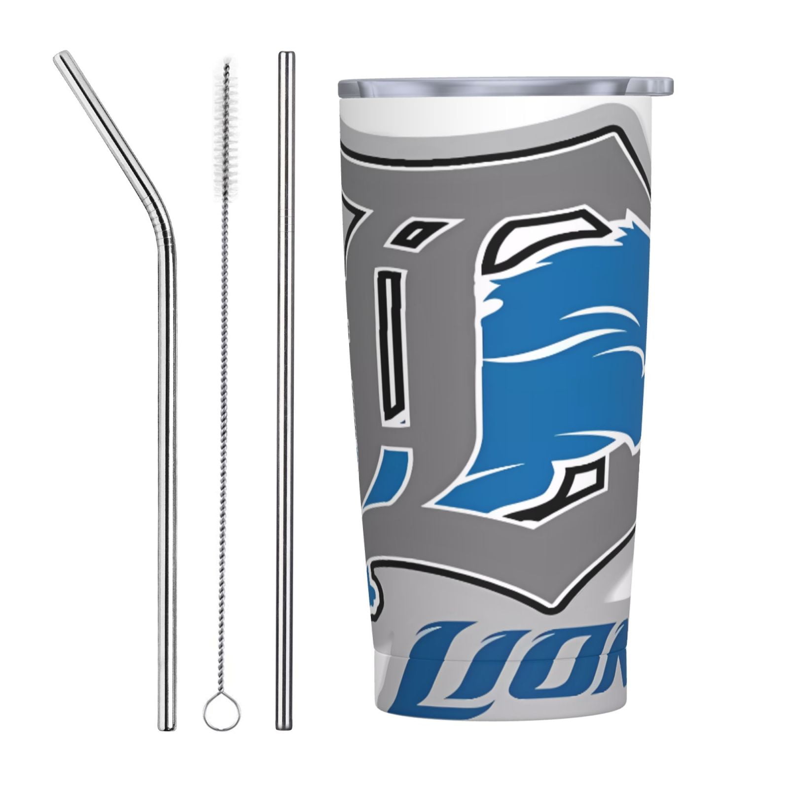 Detroit Football Team 20 oz Stainless Steel Thermos with Lid and Straw ...