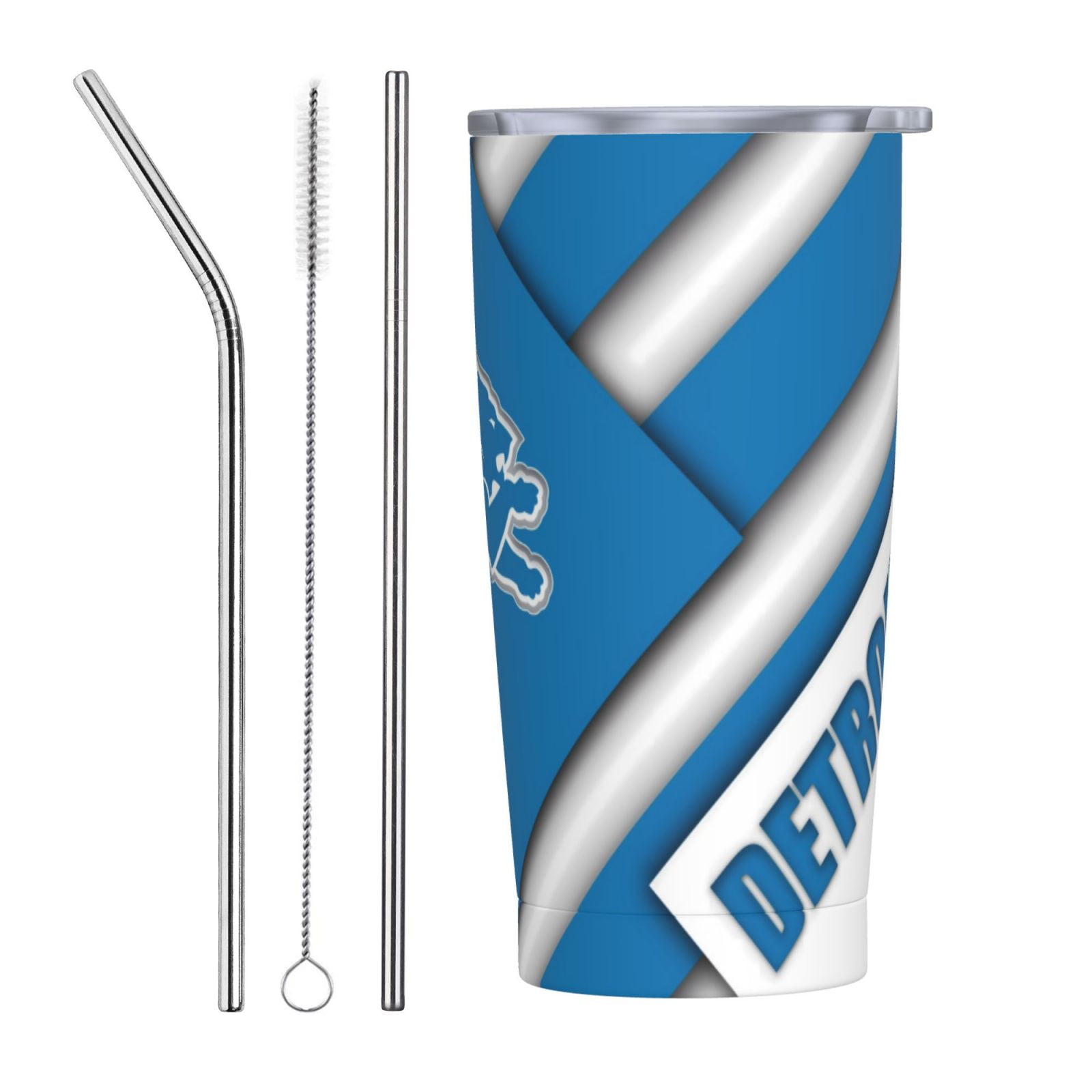 Detroit Football Team 20 oz Stainless Steel Thermos with Lid and Straw ...