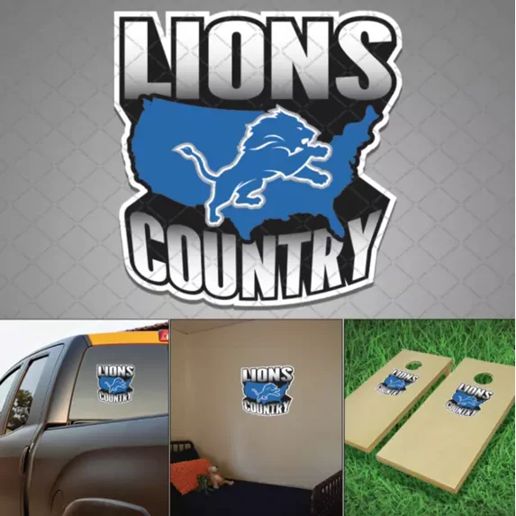 Detroit Football Team Country Sticker Decal Vinyl Football For Car ...