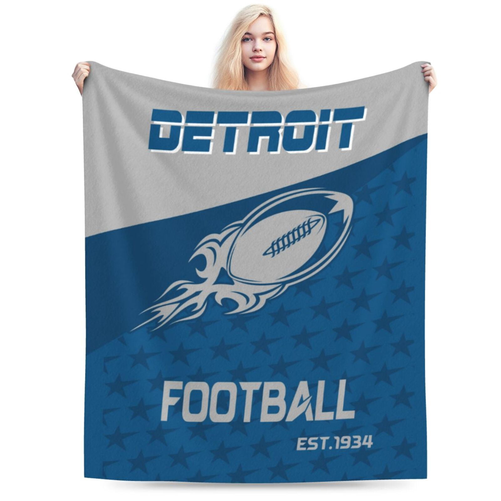 Detroit Football Team Flannel Throw Blanket, Soft Lightweight Plush ...