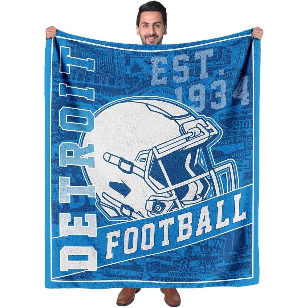 Detroit Football Team Flannel Throw Blanket Soft Lightweight Vintage ...