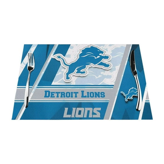 Detroit Football Team Heat Resistant Placemats Set of 4,Washable PVC ...