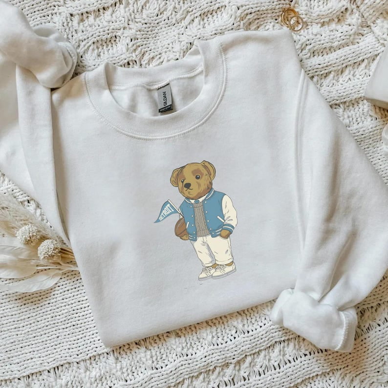 Detroit Football Vintage Bear Sweatshirt: Crewneck Hoodie for Fans ...