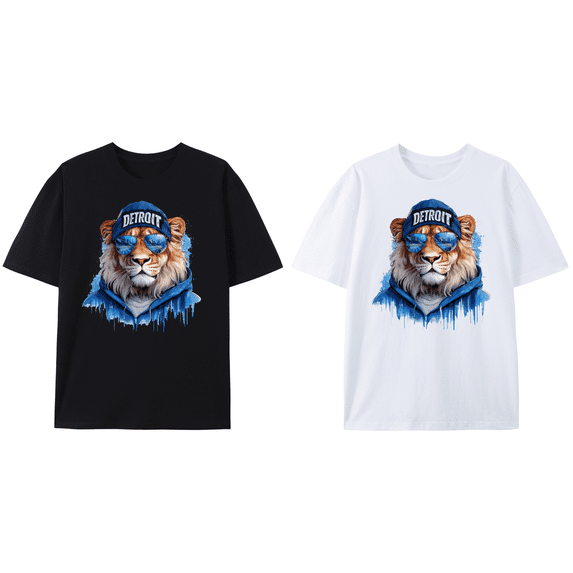 Detroit Lion Tee 2 pieces set men black and white All-season fitness ...