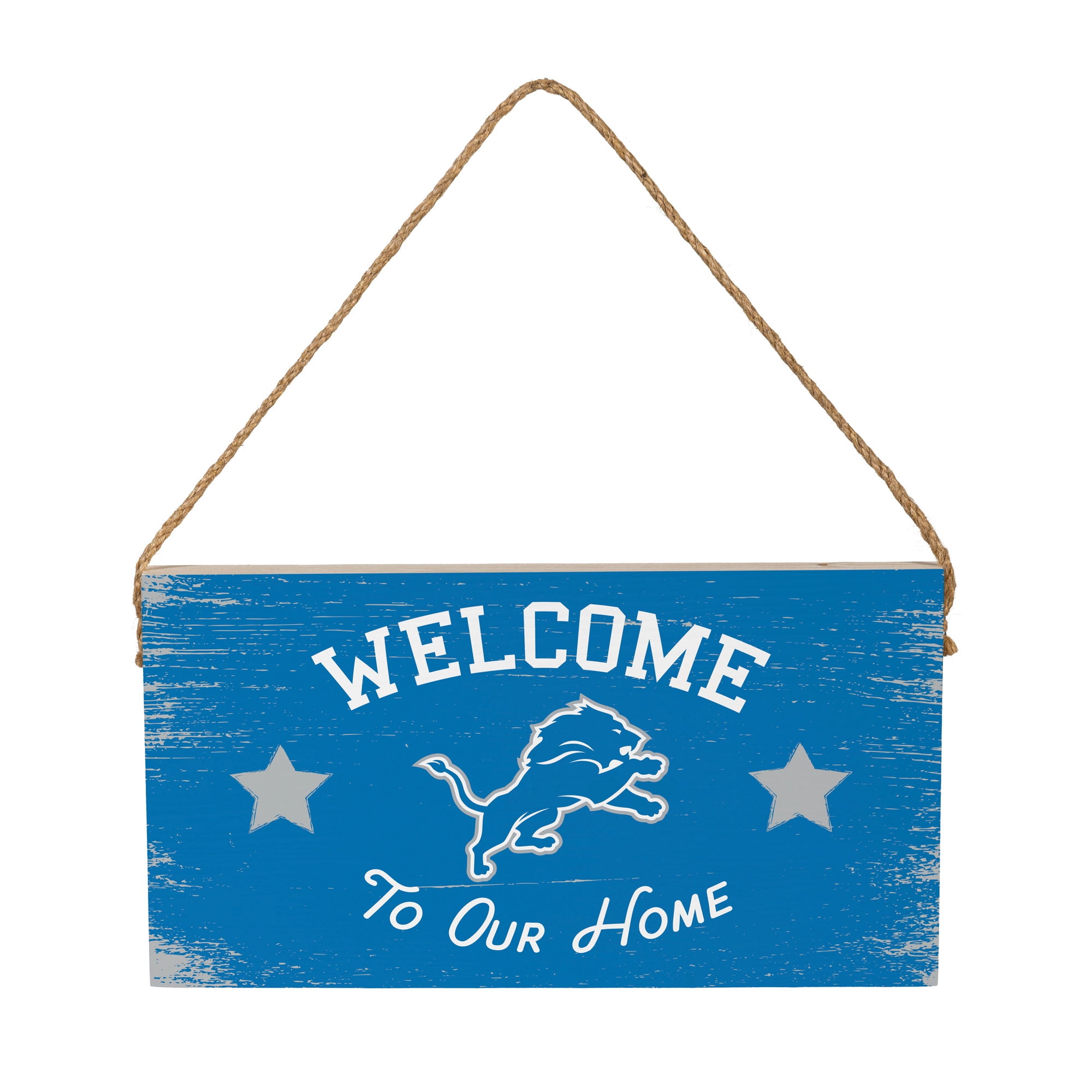 Detroit Lions 6" x 11" Welcome Home Wood Wall Sign with Rope Hanger ...