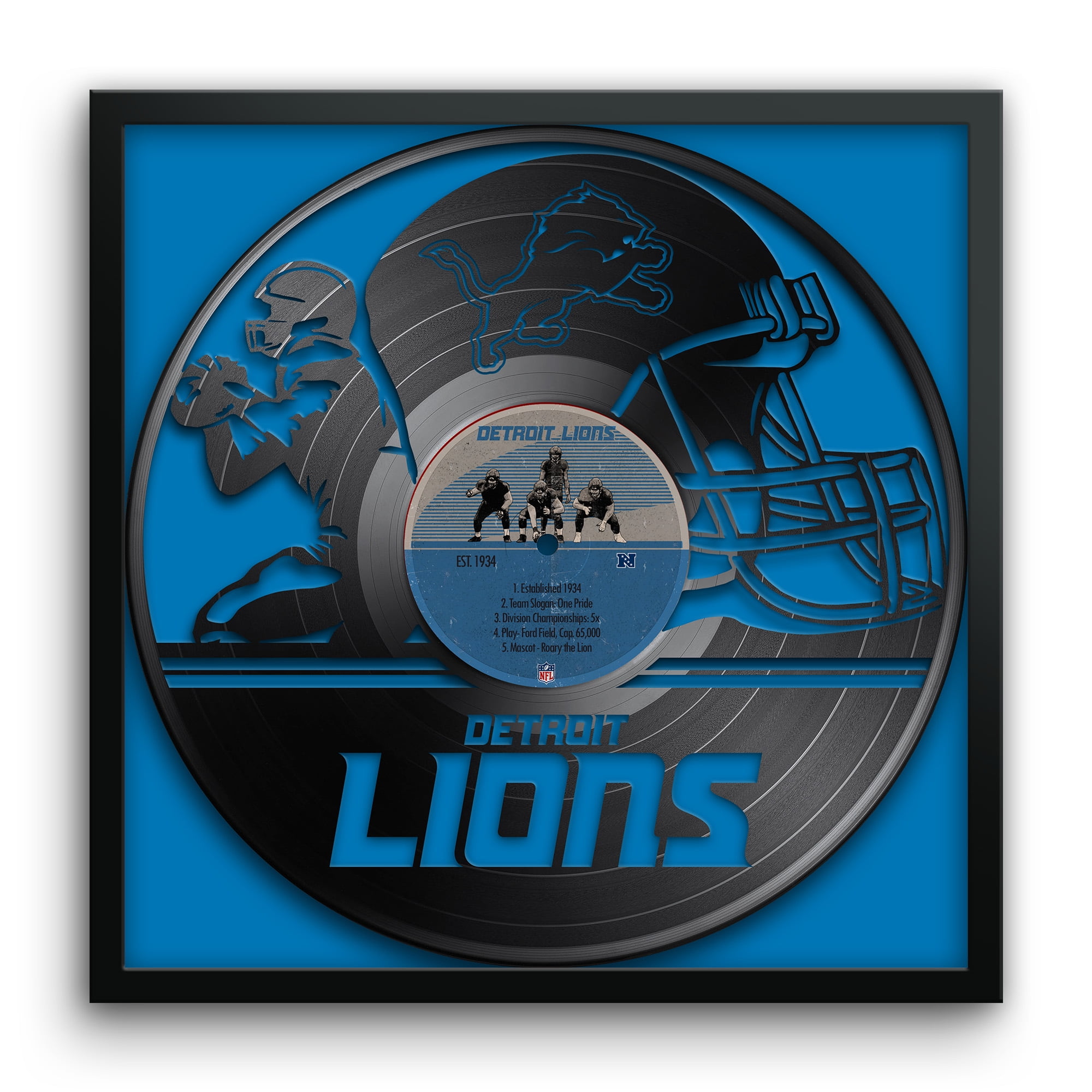 Detroit Lions Framed 13" x 13" Vinyl Record Art Print - Walmart.com
