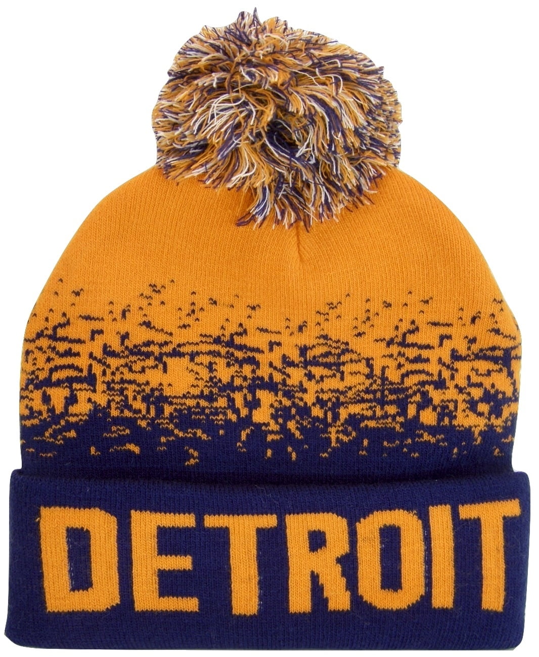 Detroit Men's Digital Fade Soft Fabric Winter Knit Hats (Orange/Navy ...