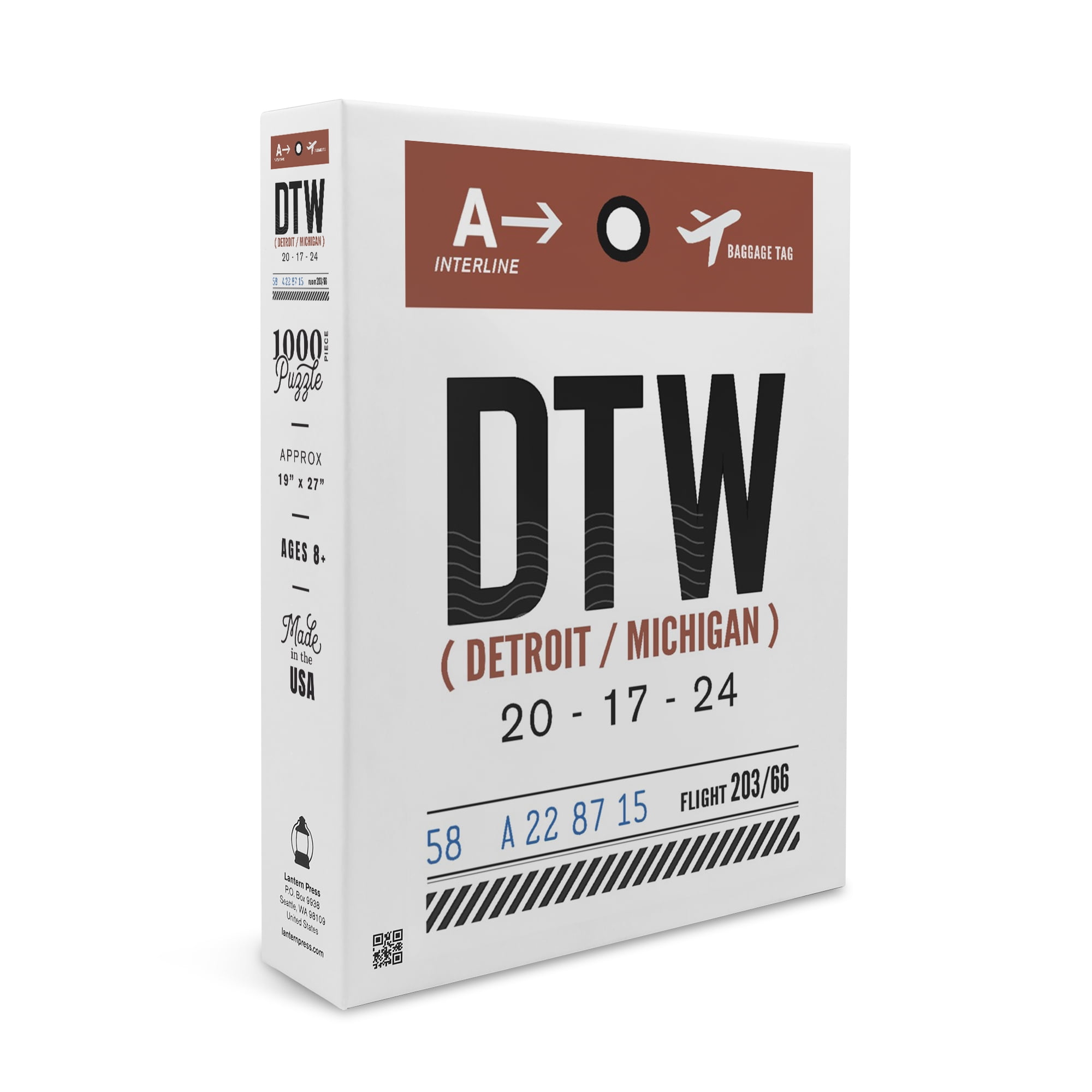 Detroit, Michigan, DTW, Luggage Tag (1000 Piece Puzzle, Size 19x27 ...
