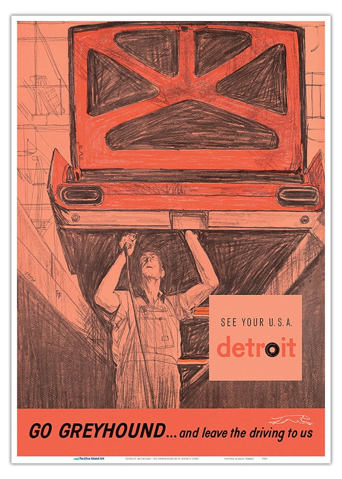 Detroit Michigan - Go Greyhound (Greyhound Bus Lines) - Vintage Travel ...
