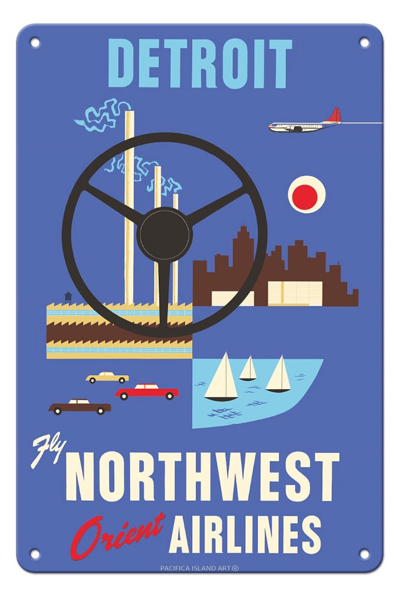 Detroit Michigan - Motown Motor City - Fly Northwest Orient Airlines ...