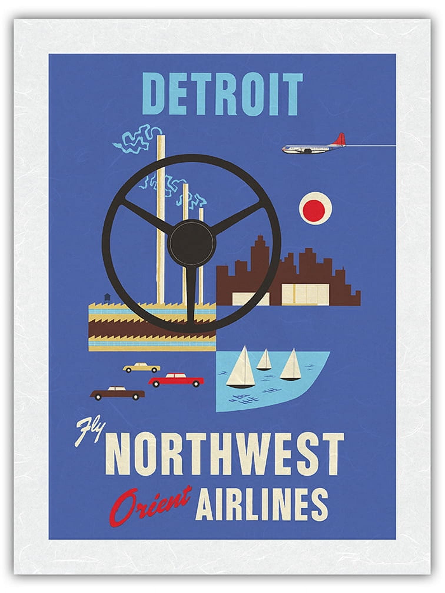 Detroit Michigan - Motown Motor City - Fly Northwest Orient Airlines ...