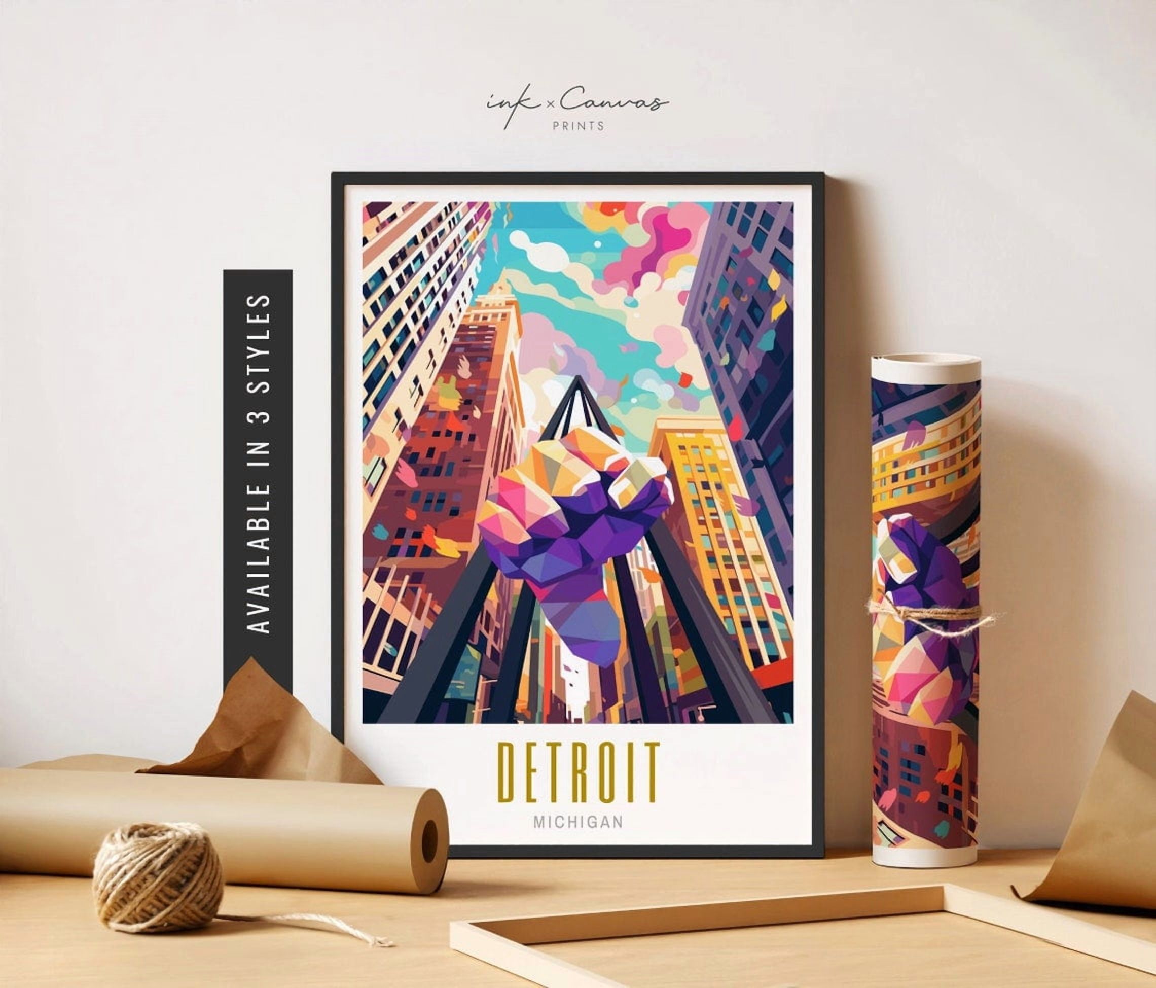 Detroit Michigan Poster The Fist Detroit Wall Art Detroit Home Decor ...