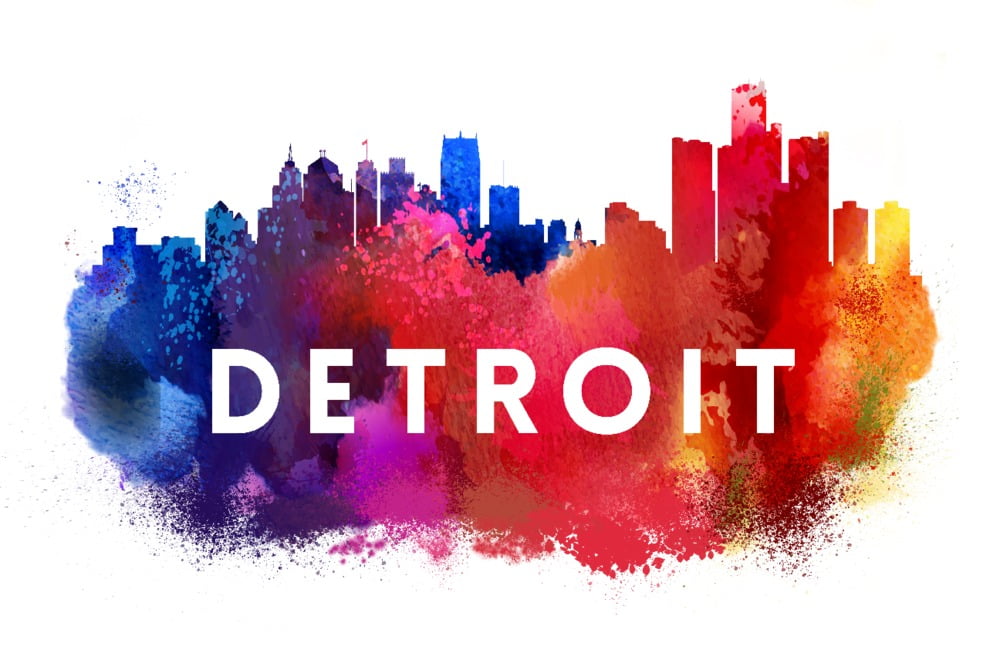 Detroit, Michigan, Skyline Abstract (12x18 Wall Art Poster, Room Decor ...