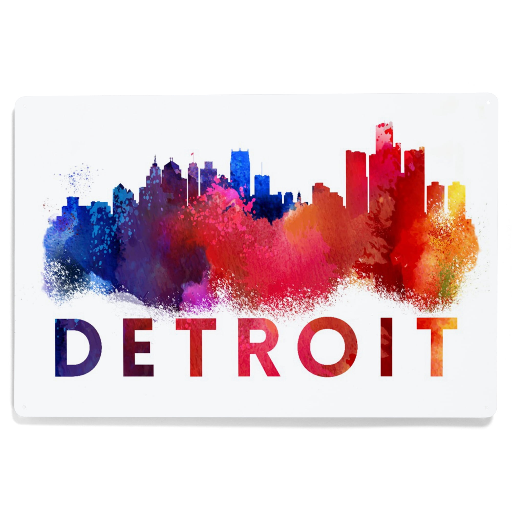 Detroit, Michigan, Skyline Abstract, Large Letters (12x18 Aluminum Art ...