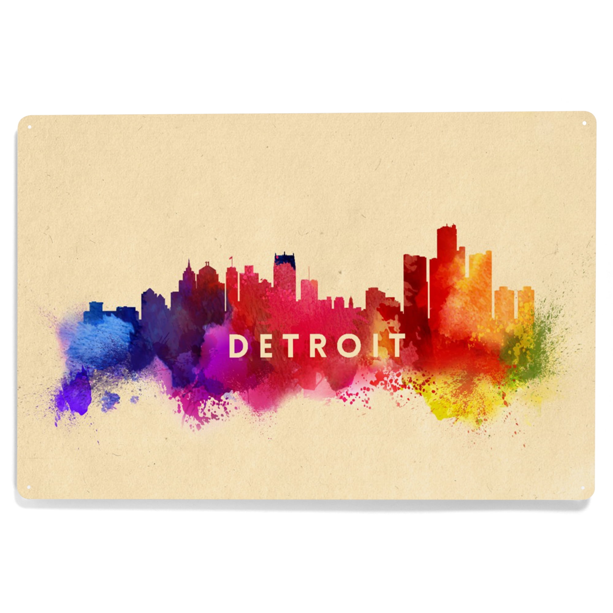 Detroit, Michigan, Skyline Abstract, Tan (12x18 Aluminum Art, Indoor ...