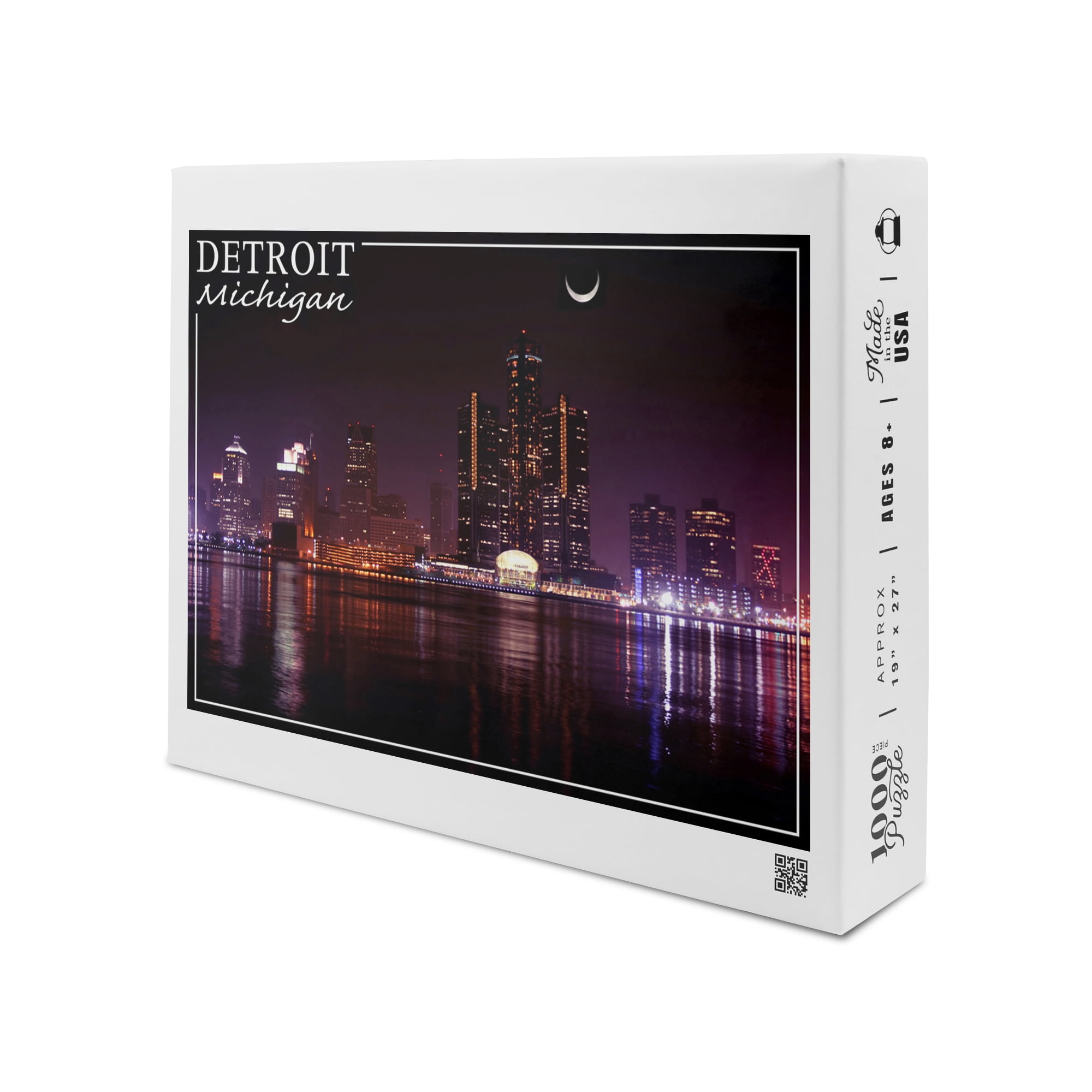Detroit, Michigan, Skyline at Night (1000 Piece Puzzle, Size 19x27 ...