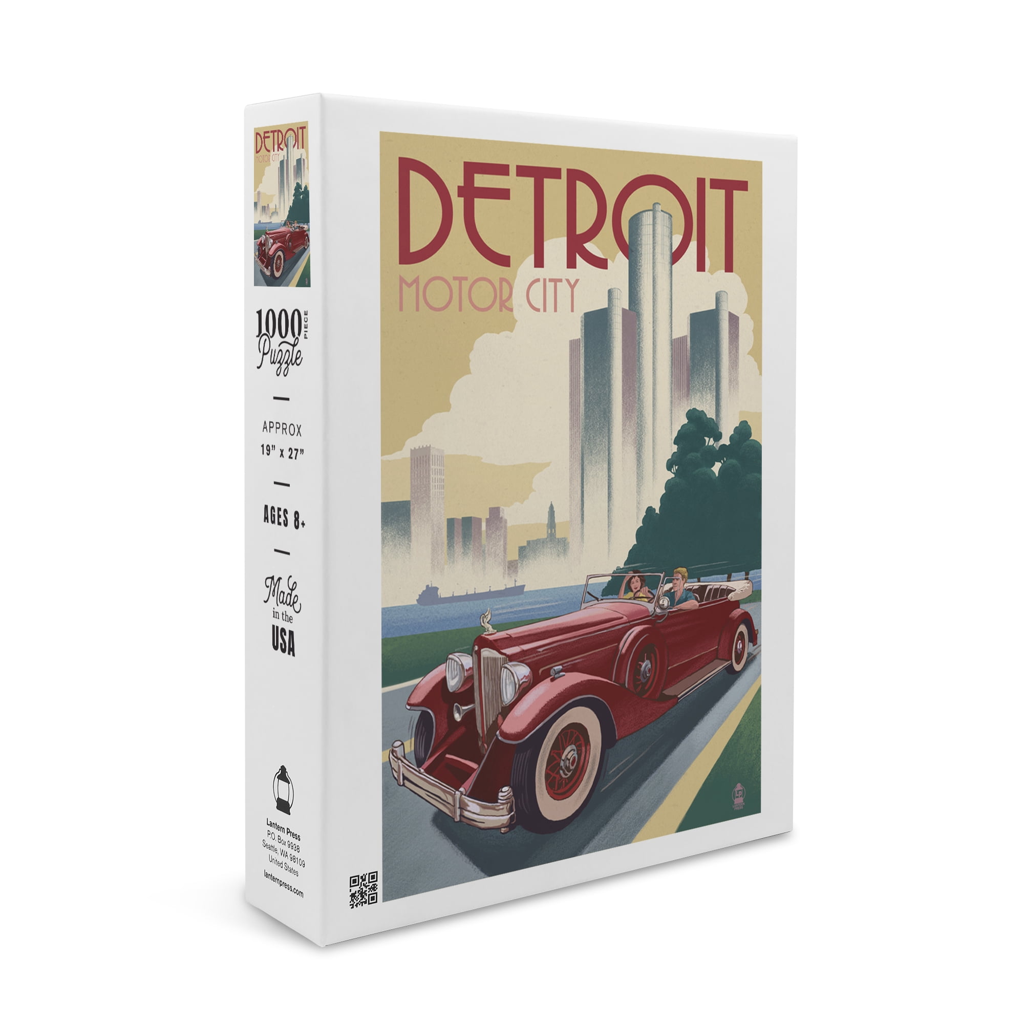 Detroit, Michigan, Vintage Car and Skyline (1000 Piece Puzzle, Size ...