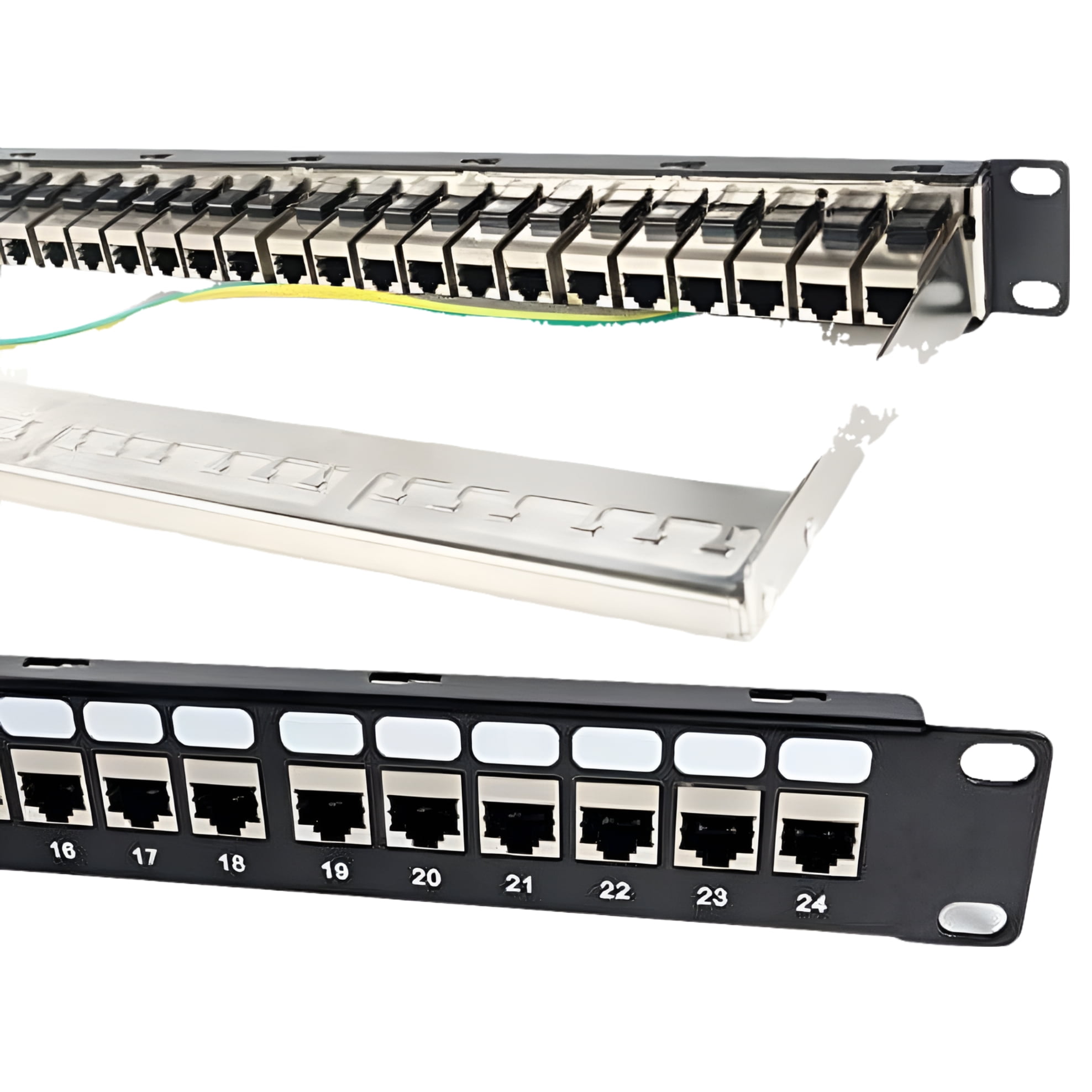 Detroit Packing Co. 24 Port CAT6A RJ45 Through Coupler Patch Panel with ...