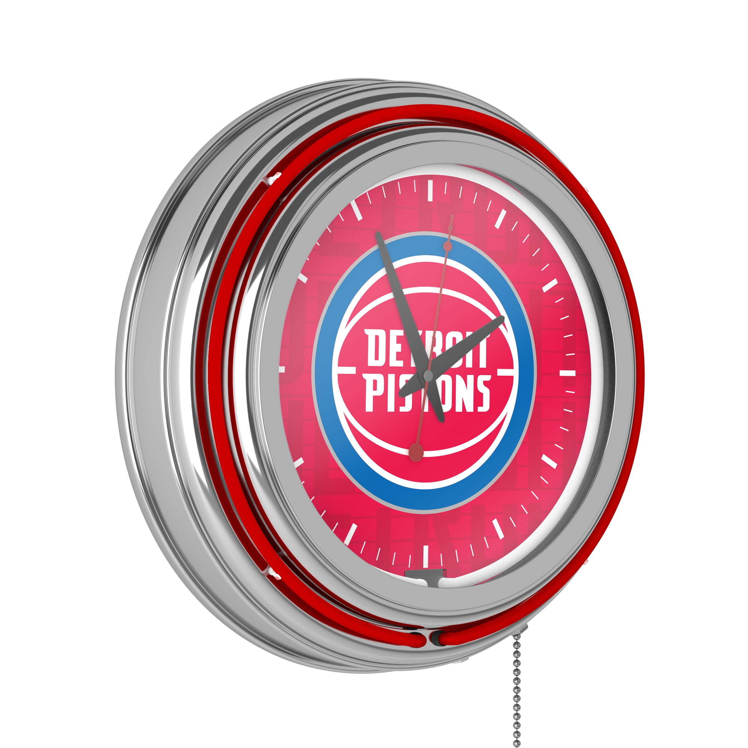 Detroit Pistons City Retro Neon Analog Wall Clock with Pull Chain ...