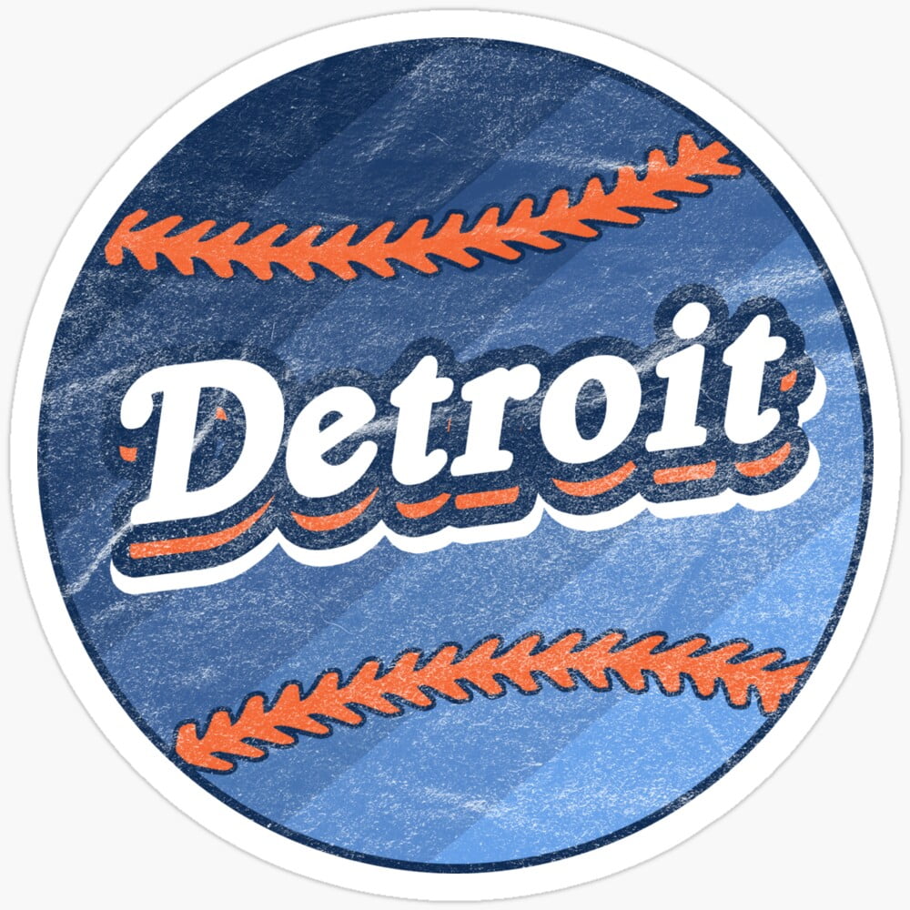 Detroit Retro Baseball Sticker Phone Decal Water Bottle Stickers Car ...