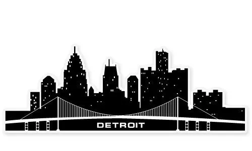 Detroit Skyline Car Sticker Phone Decal Water Bottle Stickers Car ...