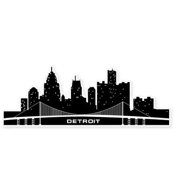 Detroit Skyline Car Sticker Phone Decal Water Bottle Stickers Car ...