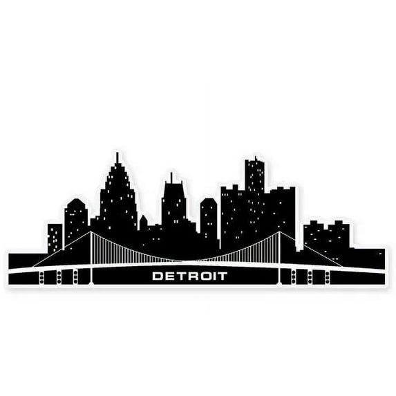 Detroit Skyline Car Sticker Phone Decal Water Bottle Stickers Car ...