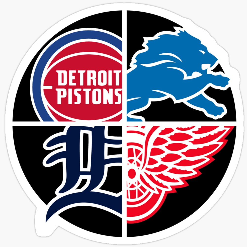 Detroit Sports Quad Sticker Phone Decal Water Bottle Stickers Car ...