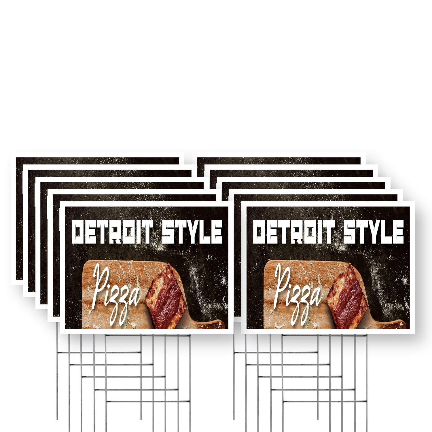 Detroit Style Pizza Yard Sign 10 Pack of 18 Inch x 24 Inch Single Sided ...