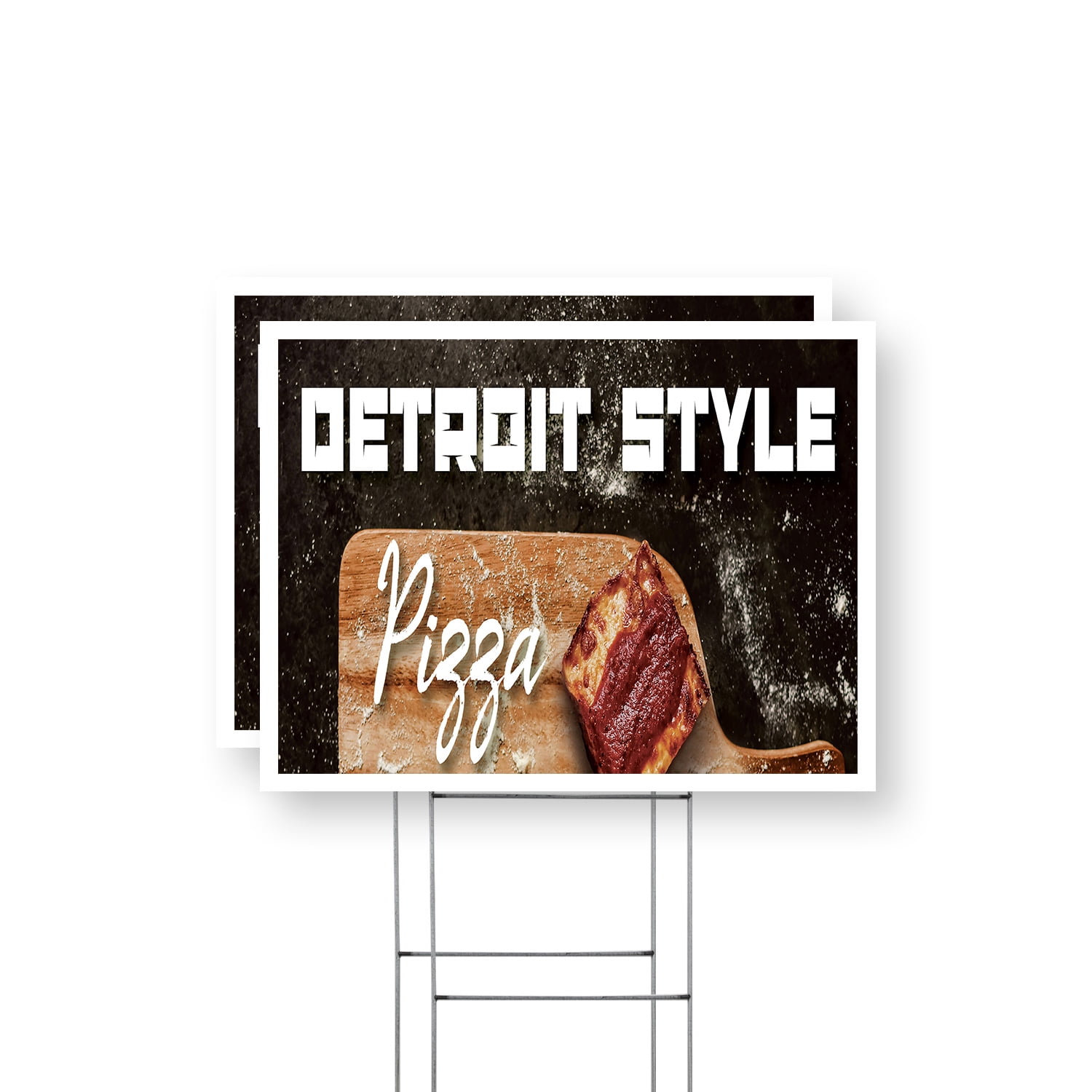 Detroit Style Pizza Yard Sign 2 Pack of 18 Inch x 24 Inch Double Sided ...