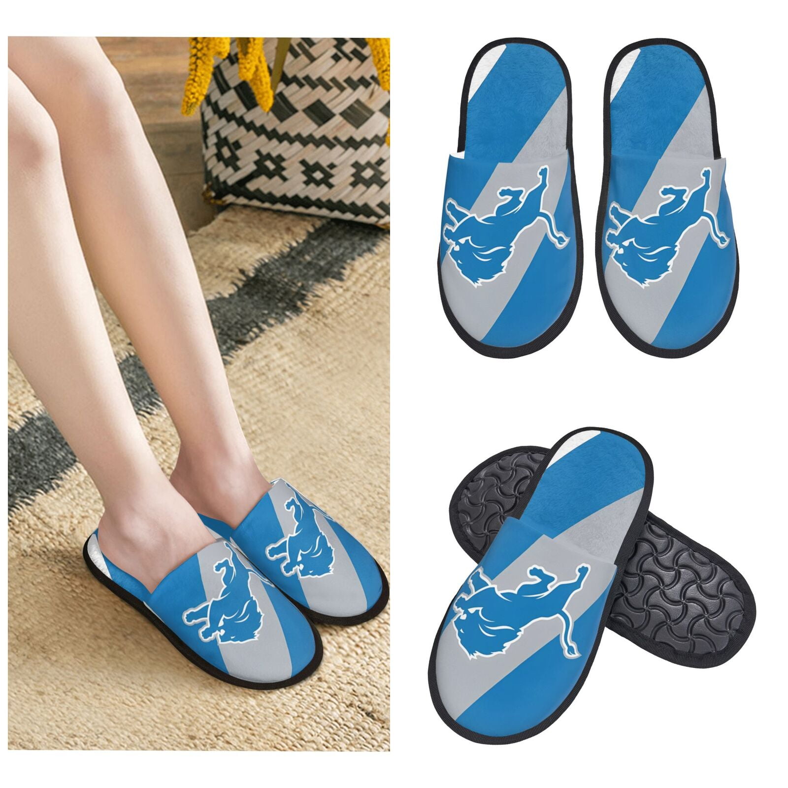 Detroit Team Theme Furry EVA Slippers Warm Slippers Indoor Slippers ...