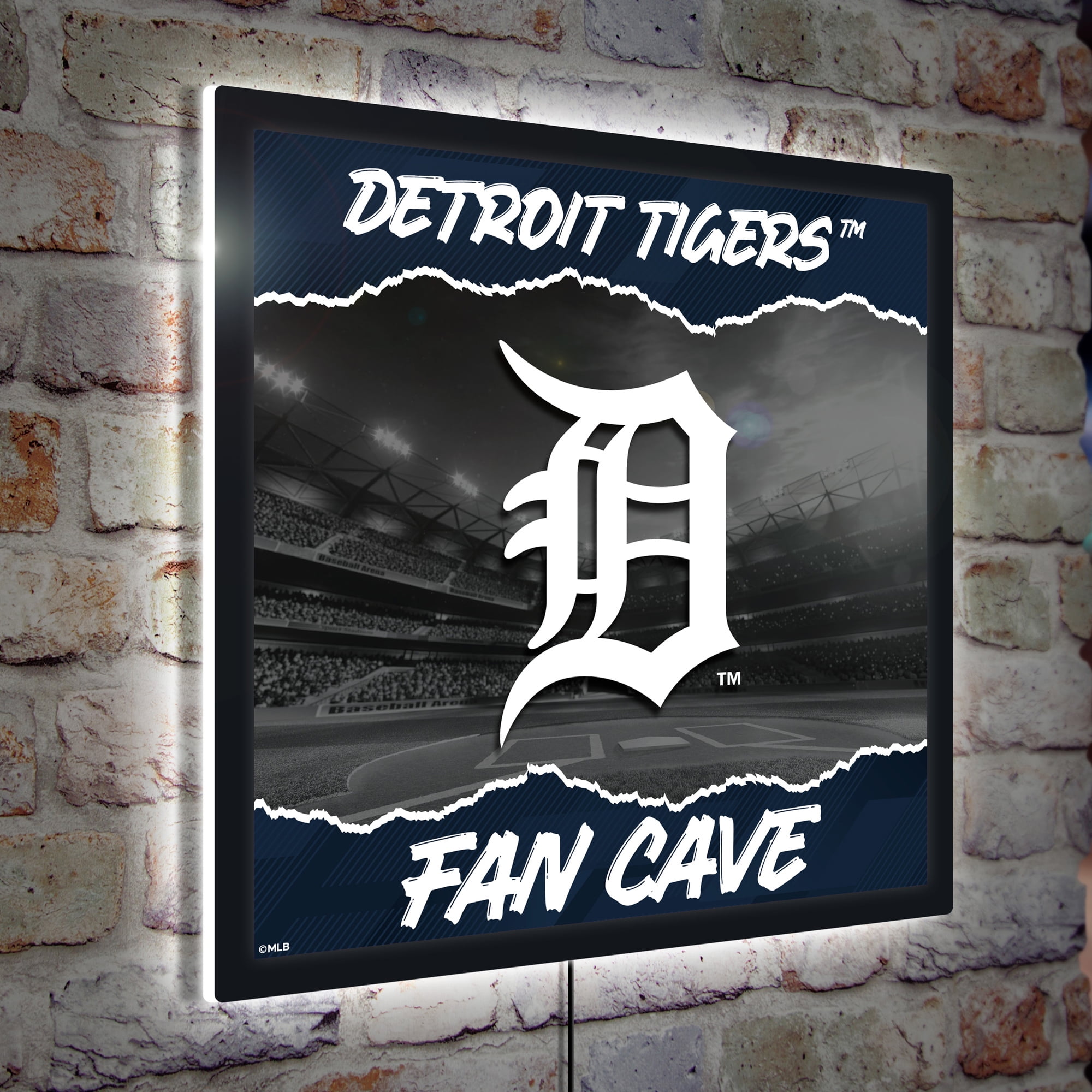 Detroit Tigers 23" LED Fan Cave Square-Shaped Lighted Wall Sign ...
