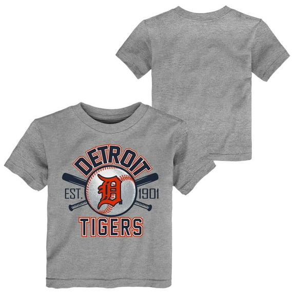 Detroit Tigers Toddler Grey Color Cotton Short Sleeve Tee Cross-Bats ...