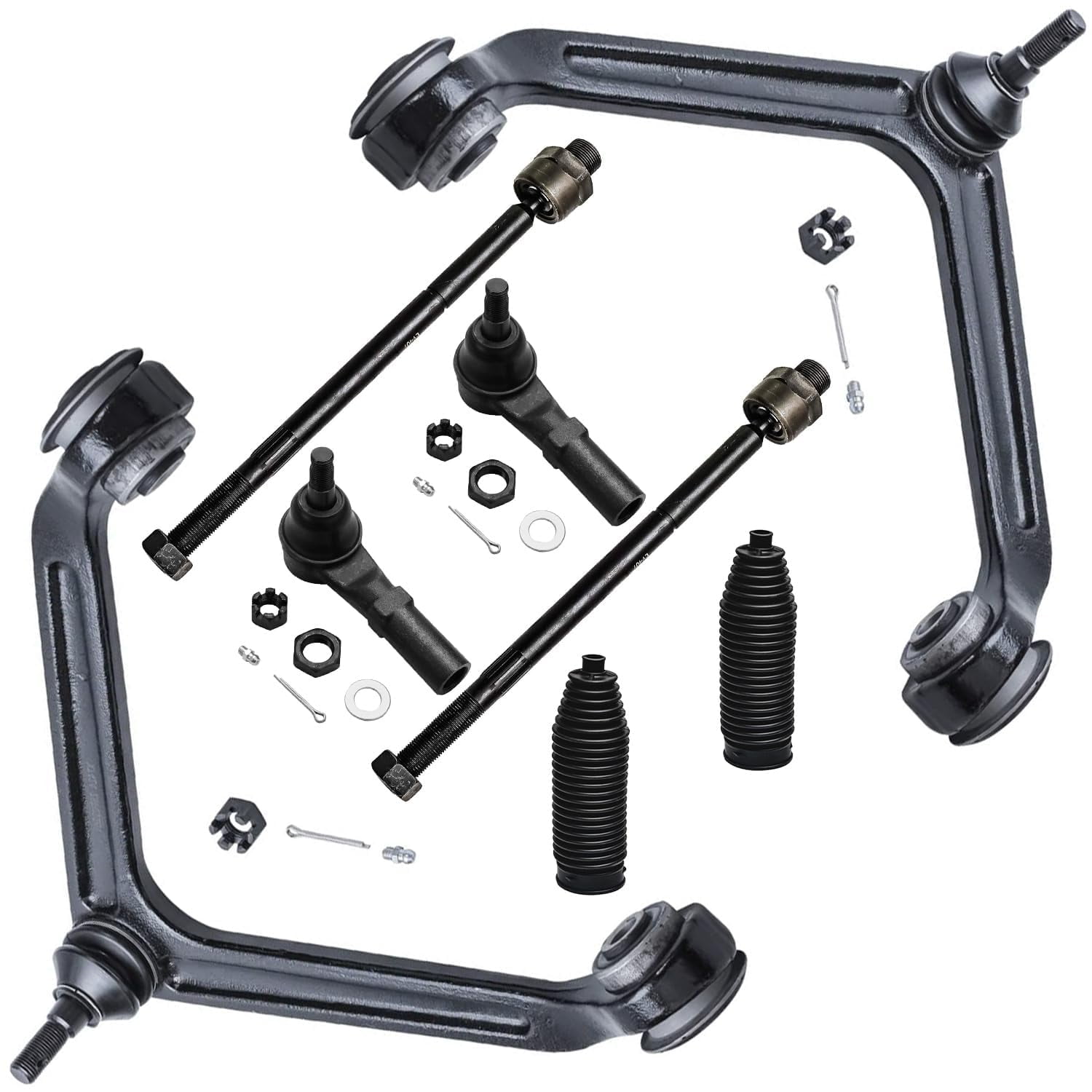 Detroitaxle - Front Upper Control Arms w/ Ball Joints + Inner Outer Tie ...