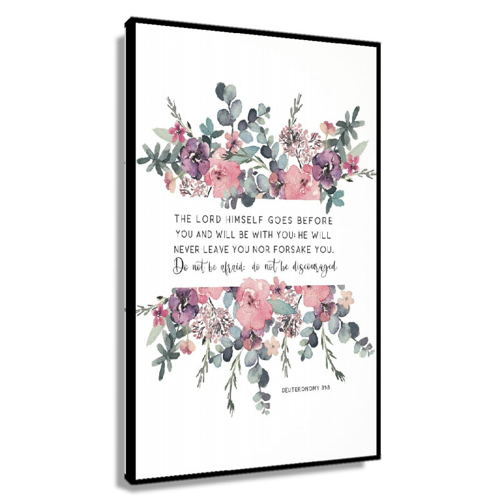 Deuteronomy 31 8, Bible Verse Wall Art, Floral Christian Printable Wall ...