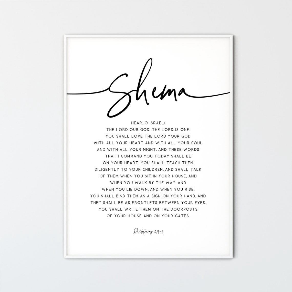 Deuteronomy 6:4-9 Shema Scripture Bible Verse Poster, Unframed Size ...