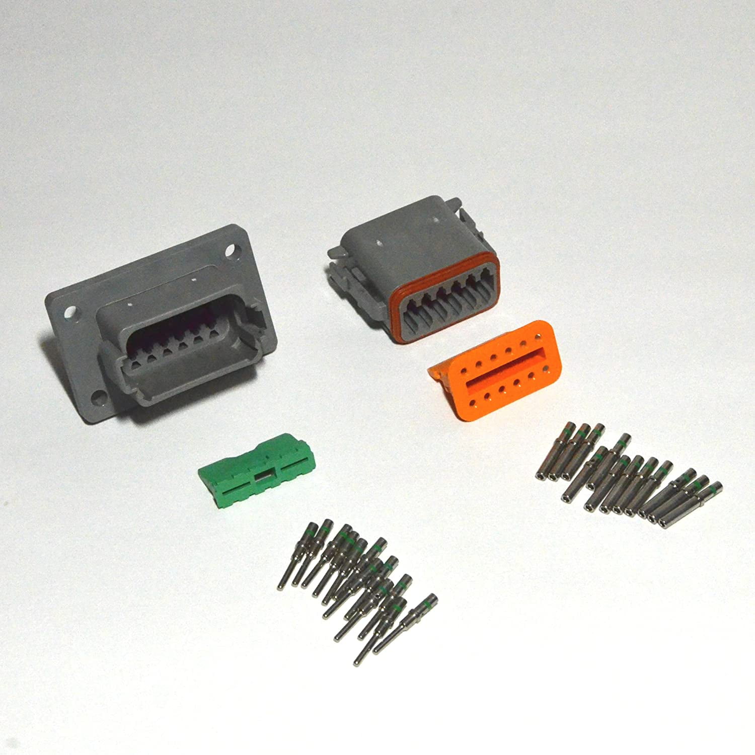 Deutsch 12-pin 14-16AWG Flange Connector Kit Solid Contacts (Made in ...