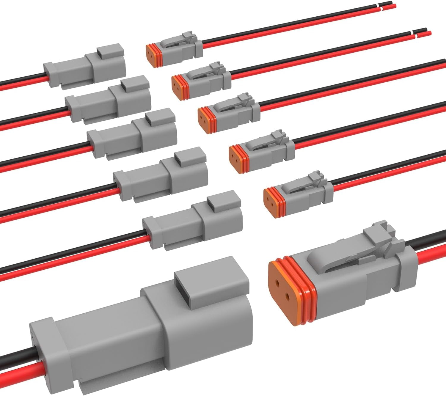 Deutsch 2 Pin Connector Kit Waterproof Electrical Connector 16 AWG Male ...