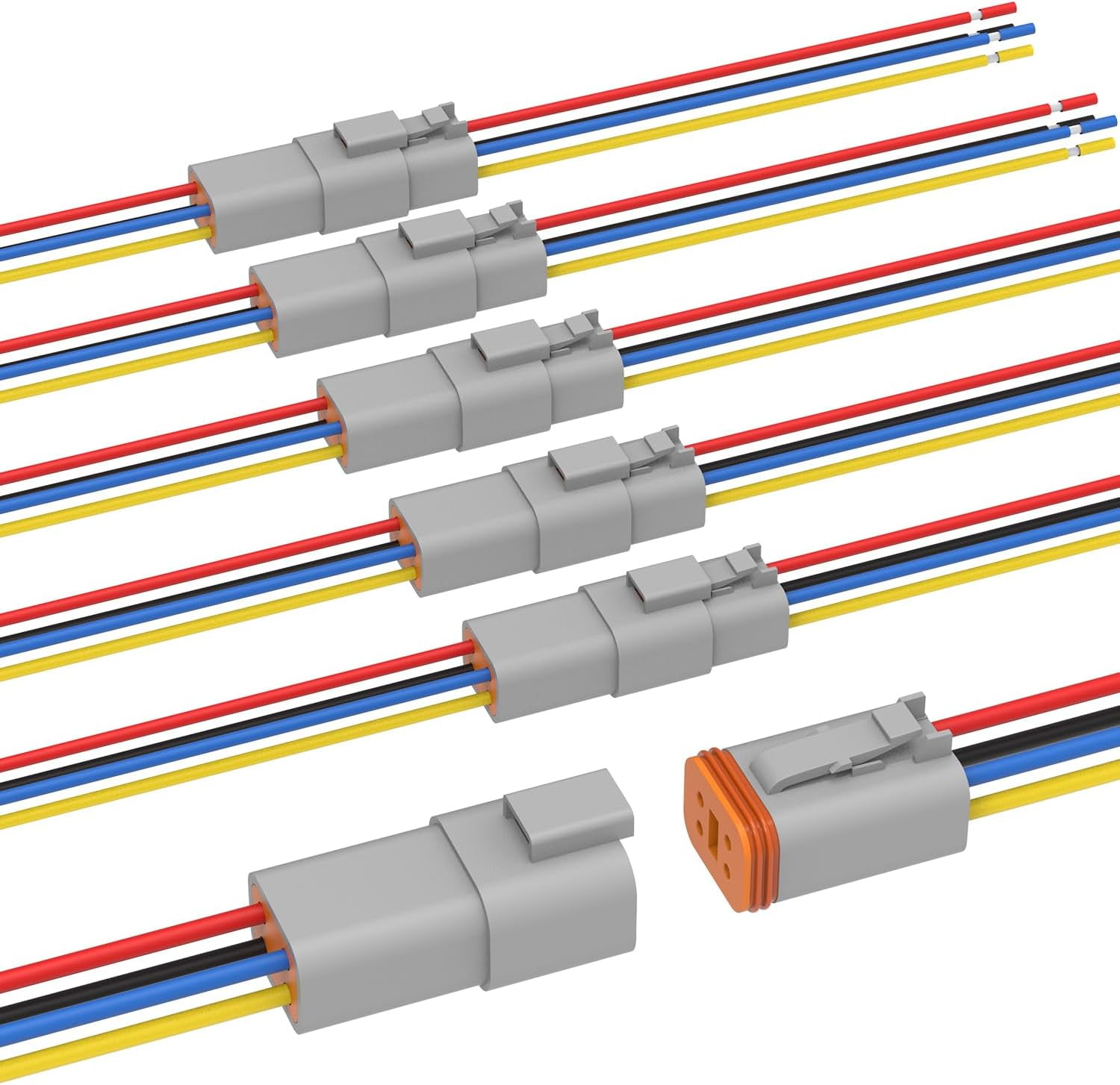 Deutsch 4 Pin Connector Kit Waterproof Electrical Connector 16 AWG Male ...
