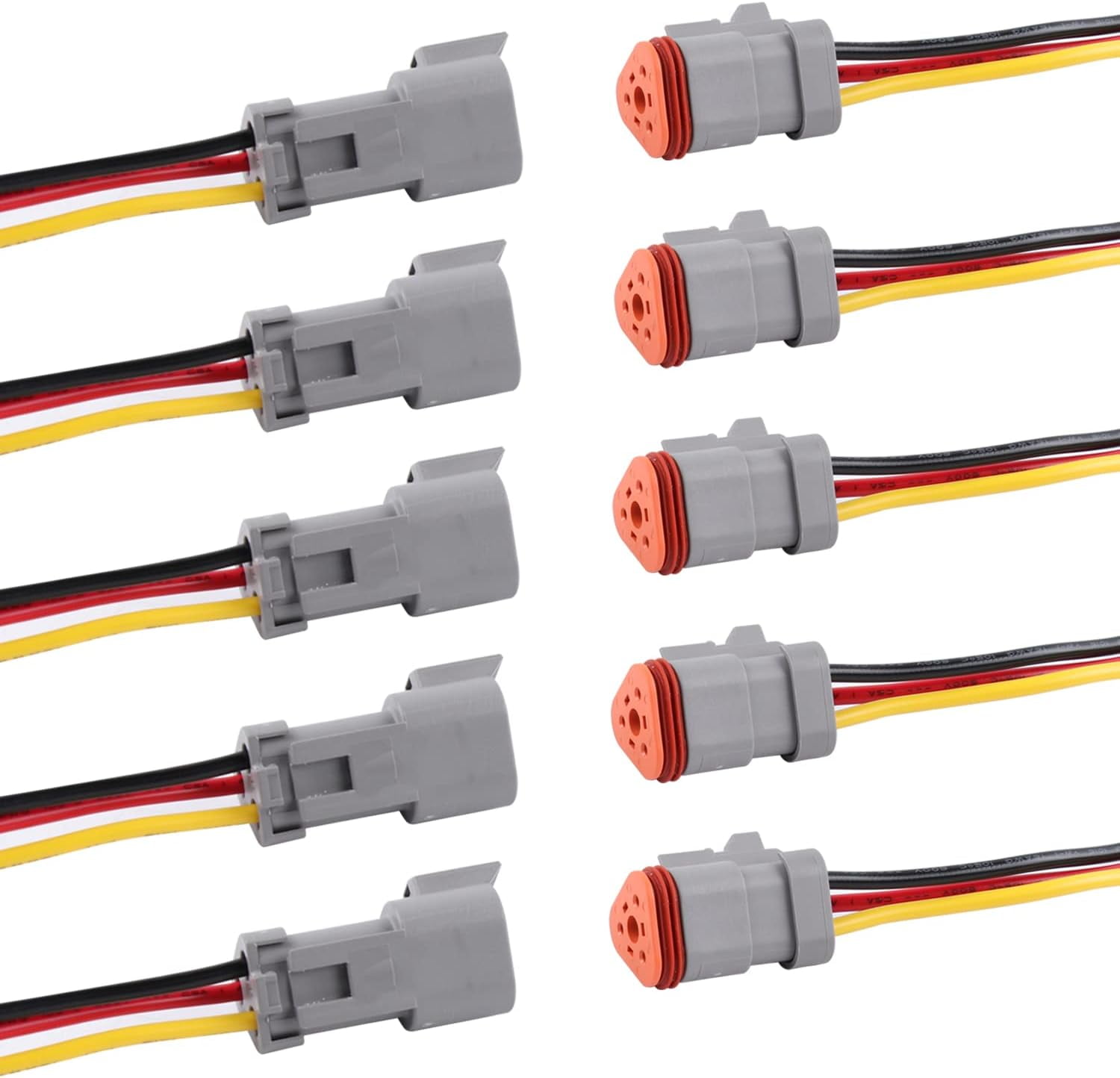 Deutsch DT 3 Pin Connector 5 Pack - Waterproof Male Female Plug Socket ...