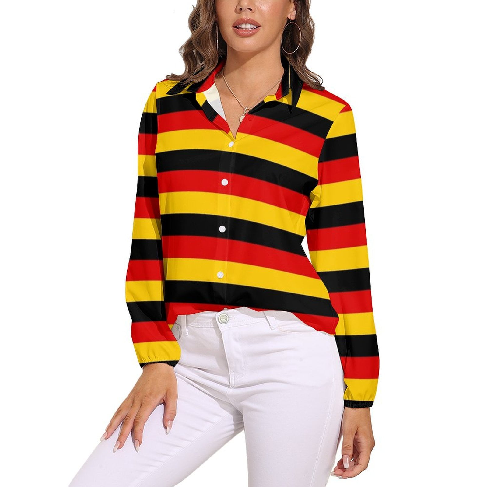 Deutsche Flagge Germany Flag Vntage Casual Long Sleeve Shirt Blouse ...