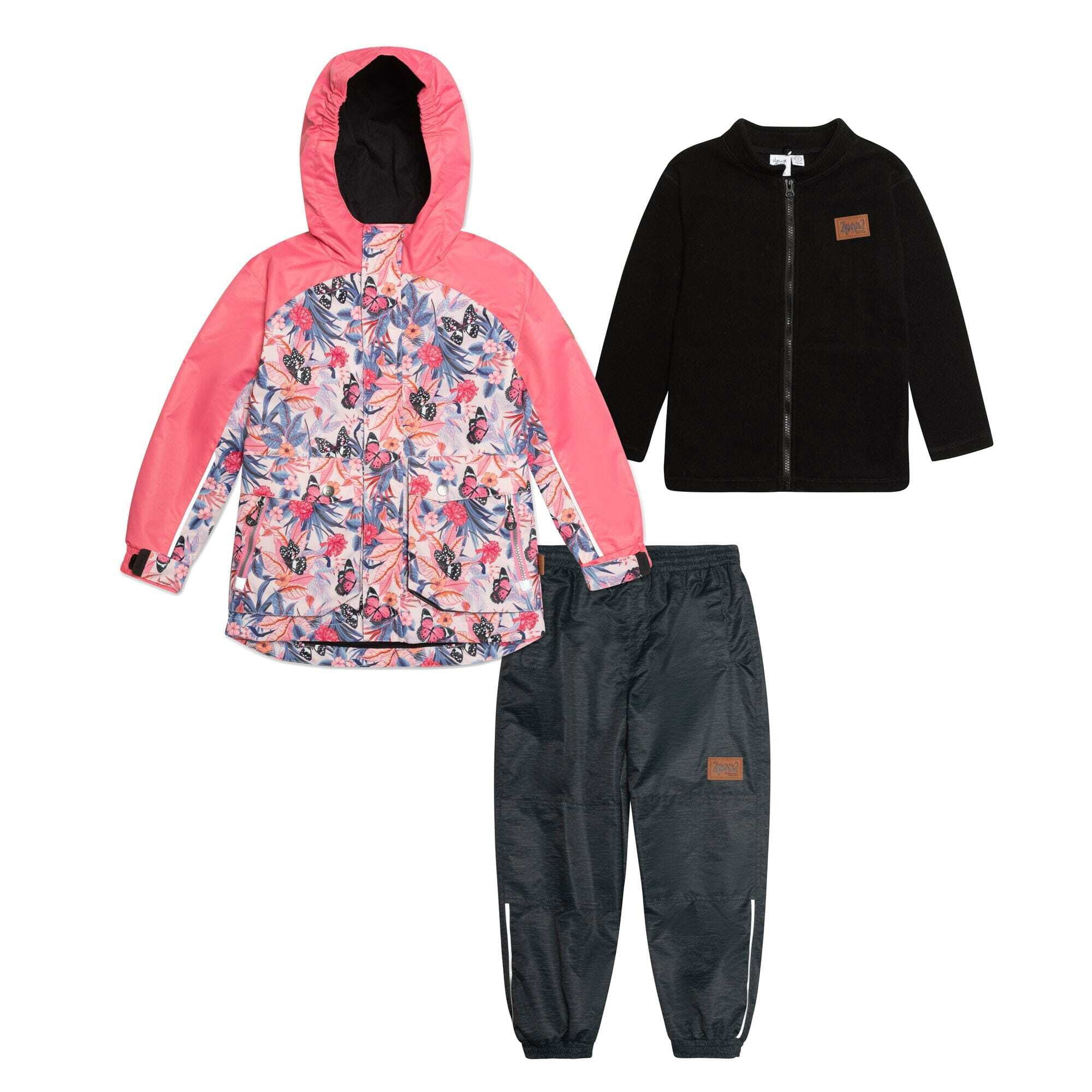 Deux par Deux Printed 3 In 1 Spring Rain Set Pink & Blue Butterflies ...