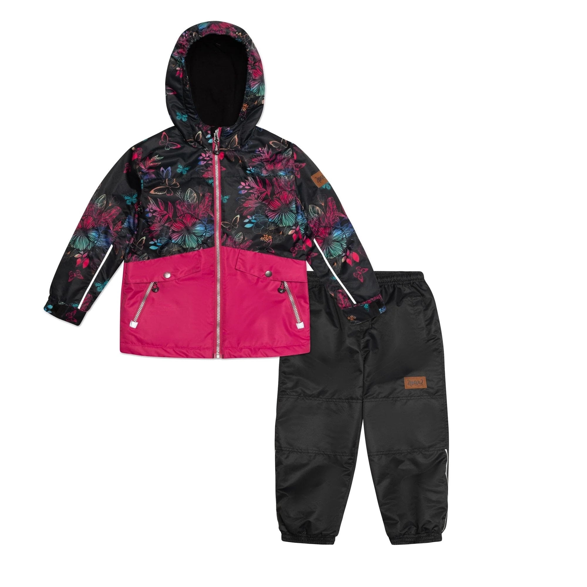 Deux par Deux Printed Two Piece Spring Rain Set Black Butterflies ...