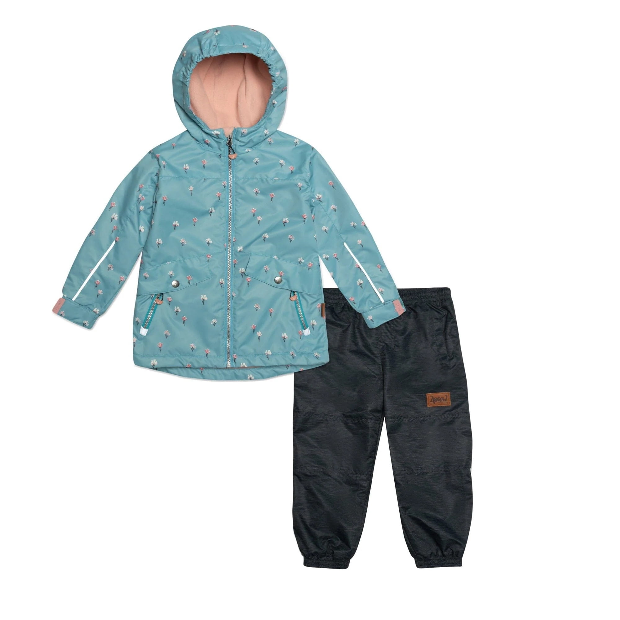 Deux par Deux Printed Two Piece Spring Rain Set Dusty Blue Mini Flowers ...
