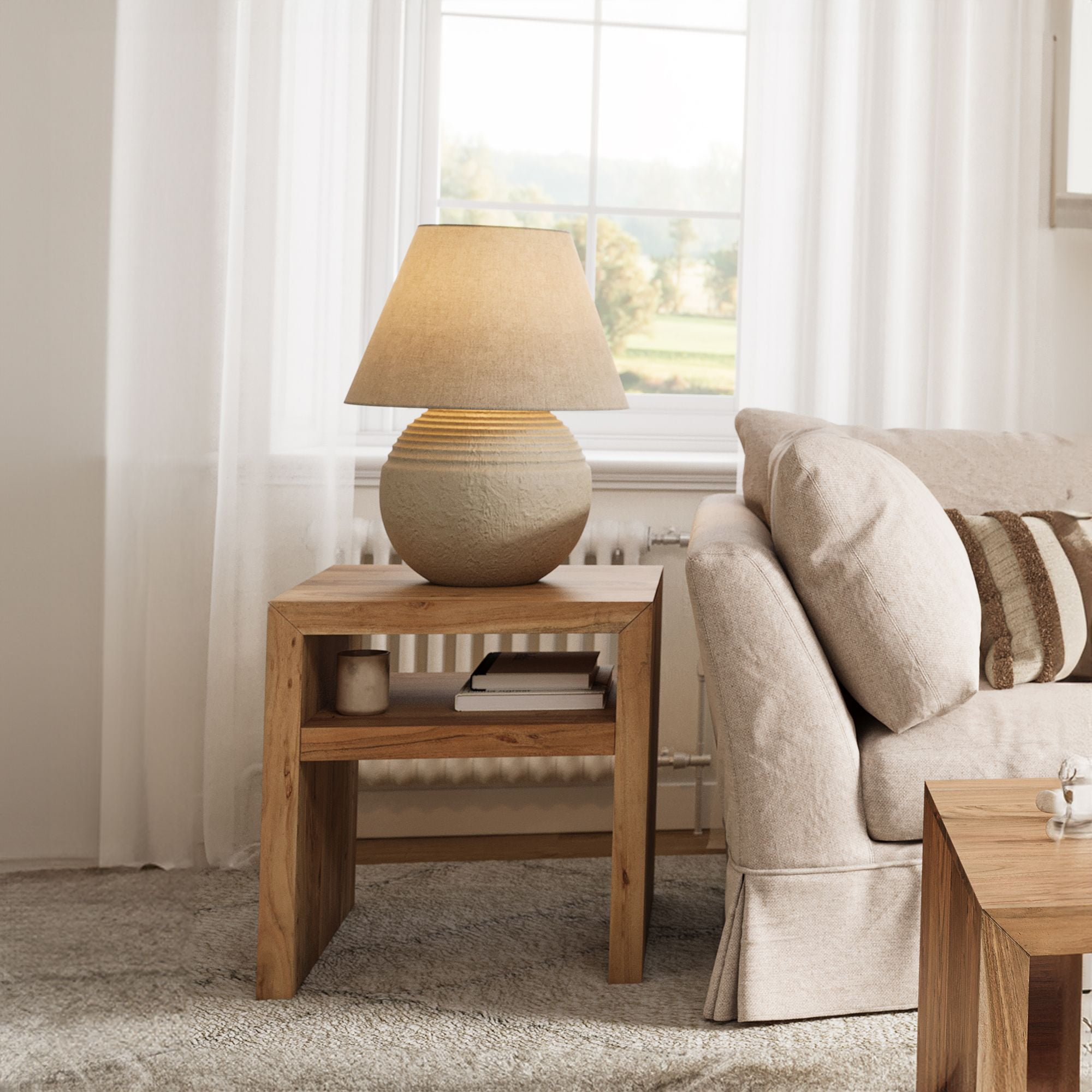 Dev Modern Mitered Angle Solid Wood End Table with Storage Shelf ...