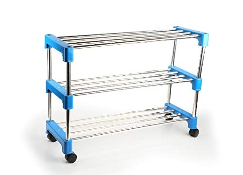 Dev Premium 3Tiers Shoe RackMultipurpose Storage Rack with 4 Caster ...