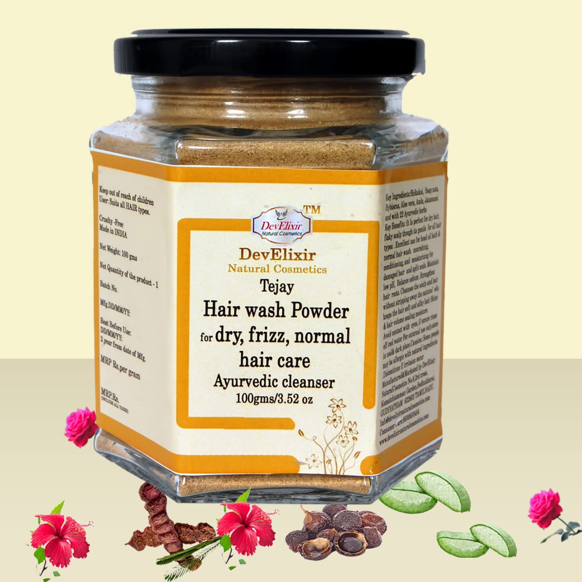 DevElixir Natural Cosmetics Hair wash shikakai powder dry frizz normal ...