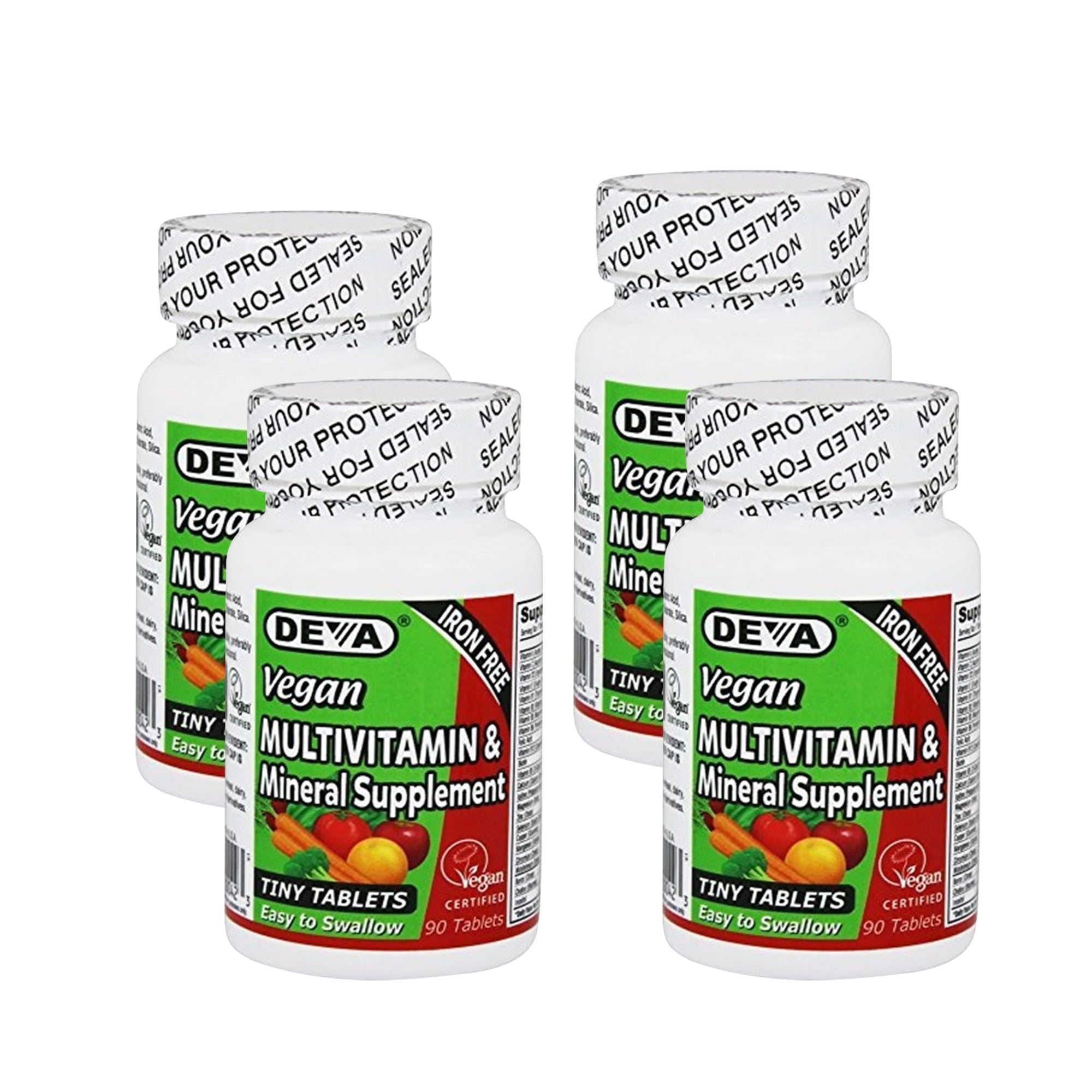 Deva Nutrition Vegan Iron Free Multivitamin Tablets, 90 Count ( 4 Pack ...